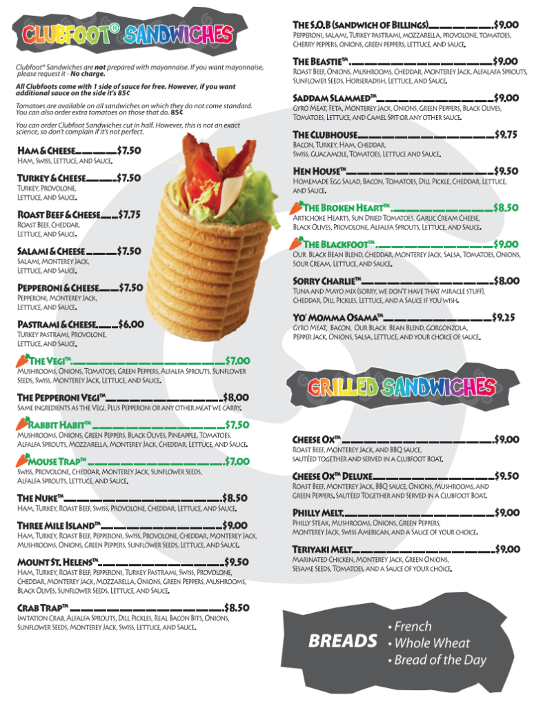 Menu | Staggering Ox